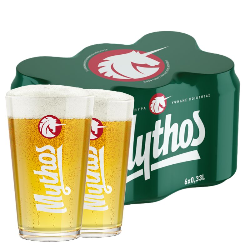 LIMITED EDITION - Greek Mythos beer 12x330ml with 2 Official glasses