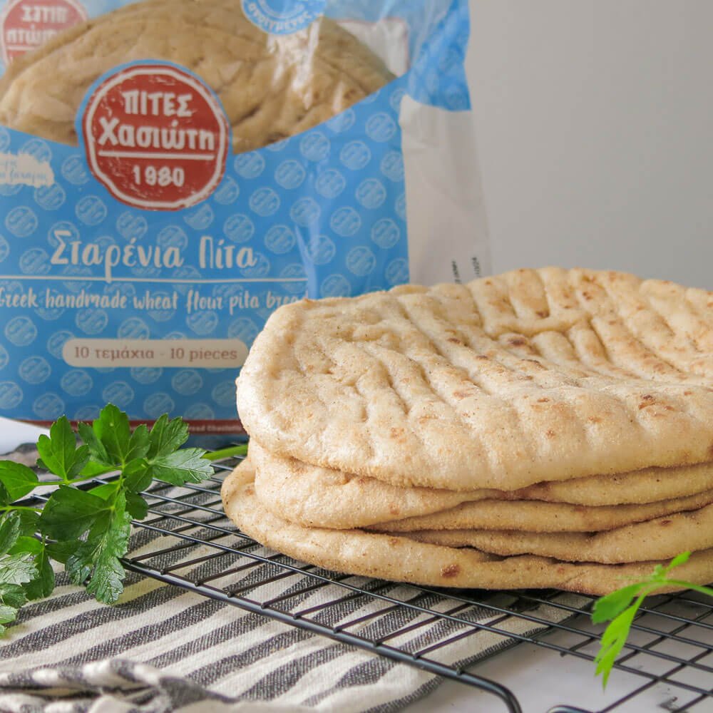 Traditional Greek Wheat Pita Bread – Vegan 10 Soft Rounds (16 cm)