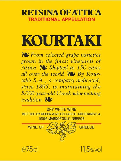Greek Retsina Kourtaki 750ml, online sale of Greek products – Greek ...